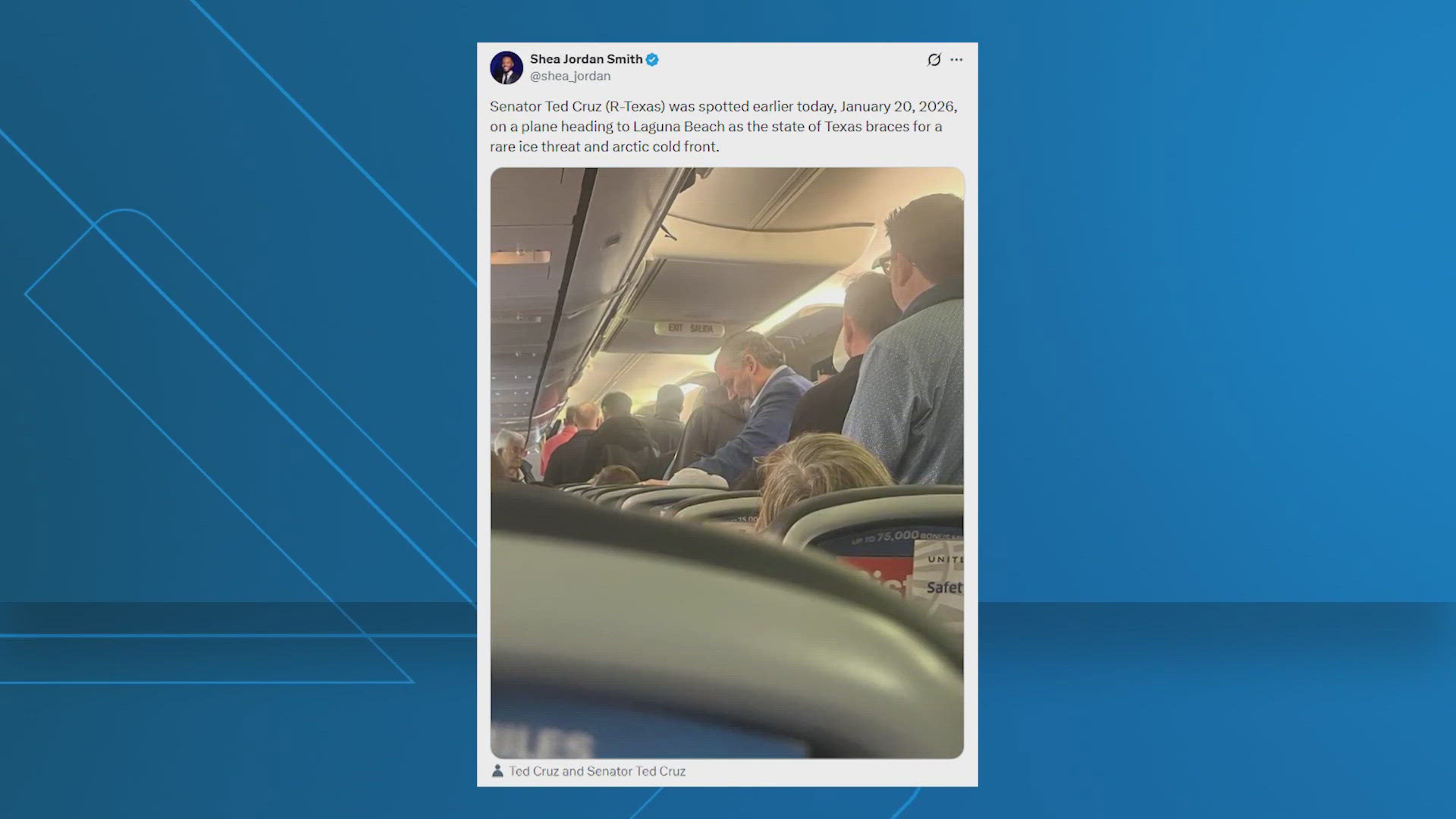 Ted Cruz spotted on plane ahead of winter weather expected in Texas ...