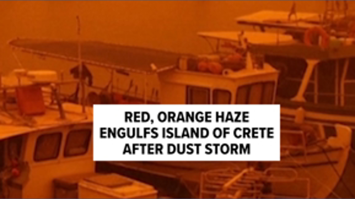 Red, orange haze engulfs island of Crete after dust storm | khou.com