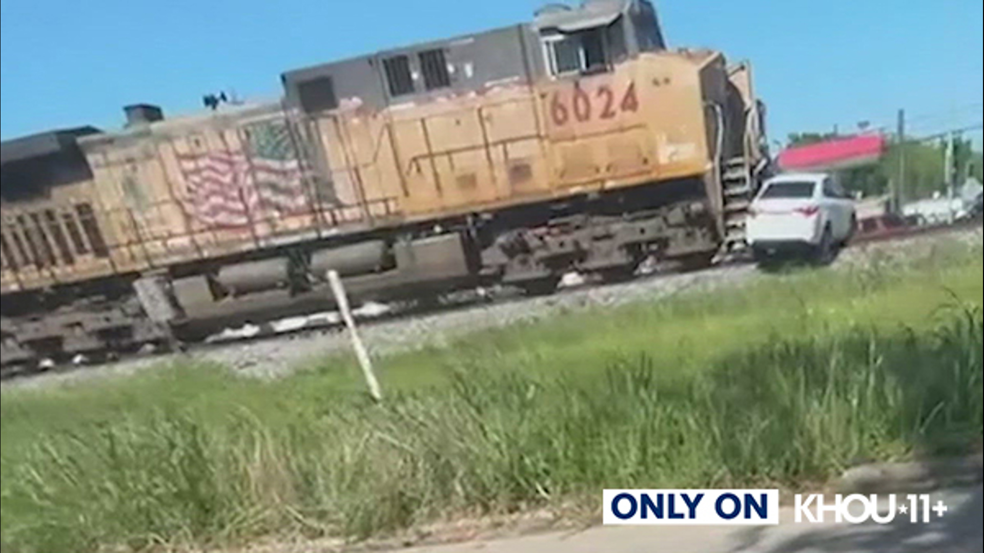 Train hits car on tracks in southeast Houston, escape caught on video ...