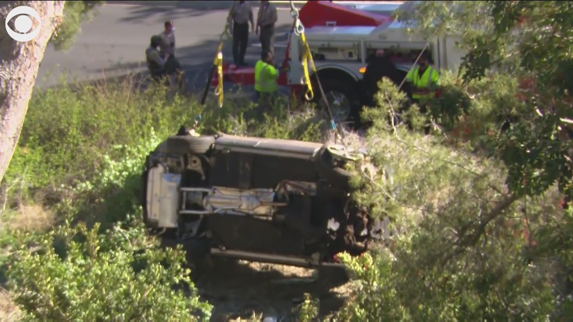 Tiger Woods' wrecked Genesis SUV moved after crash in California | khou.com