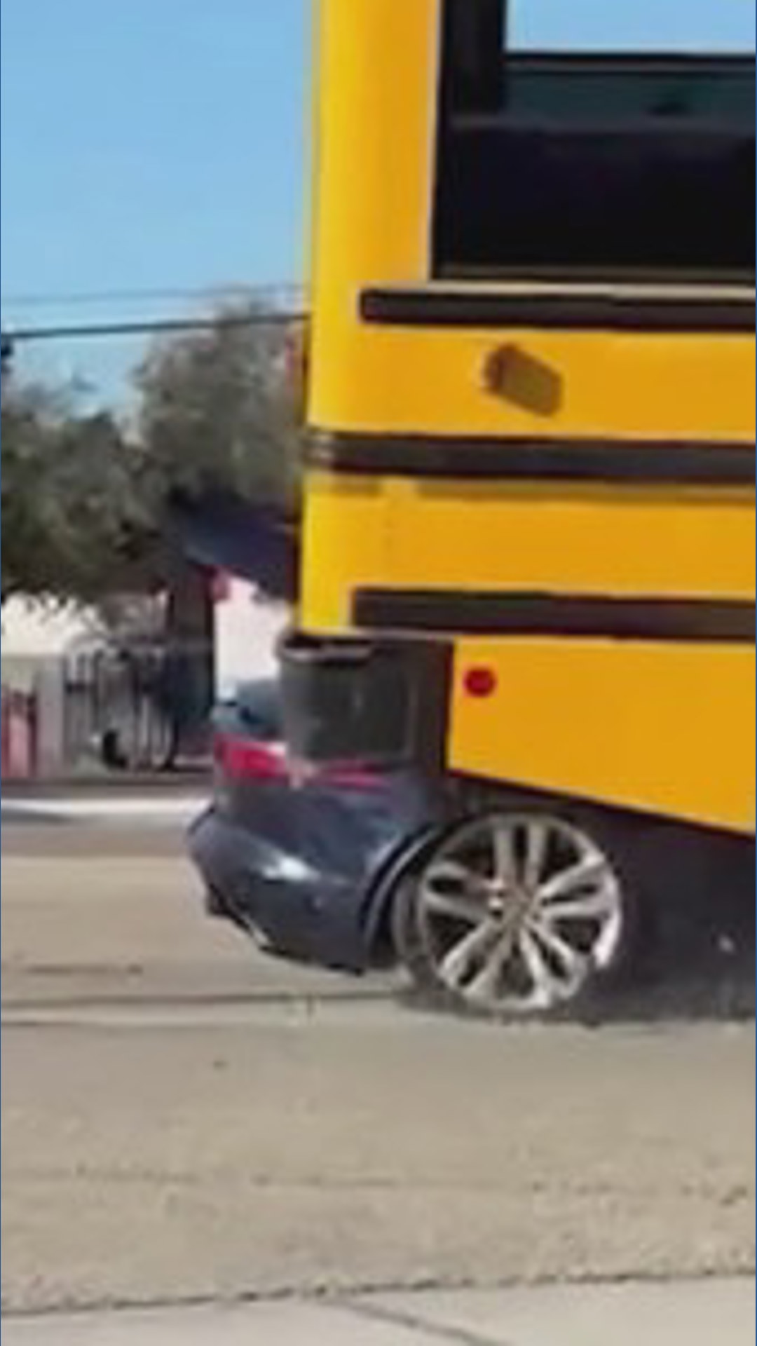 Jaguar wedges under school bus in Florida crash caught on dashcam ...