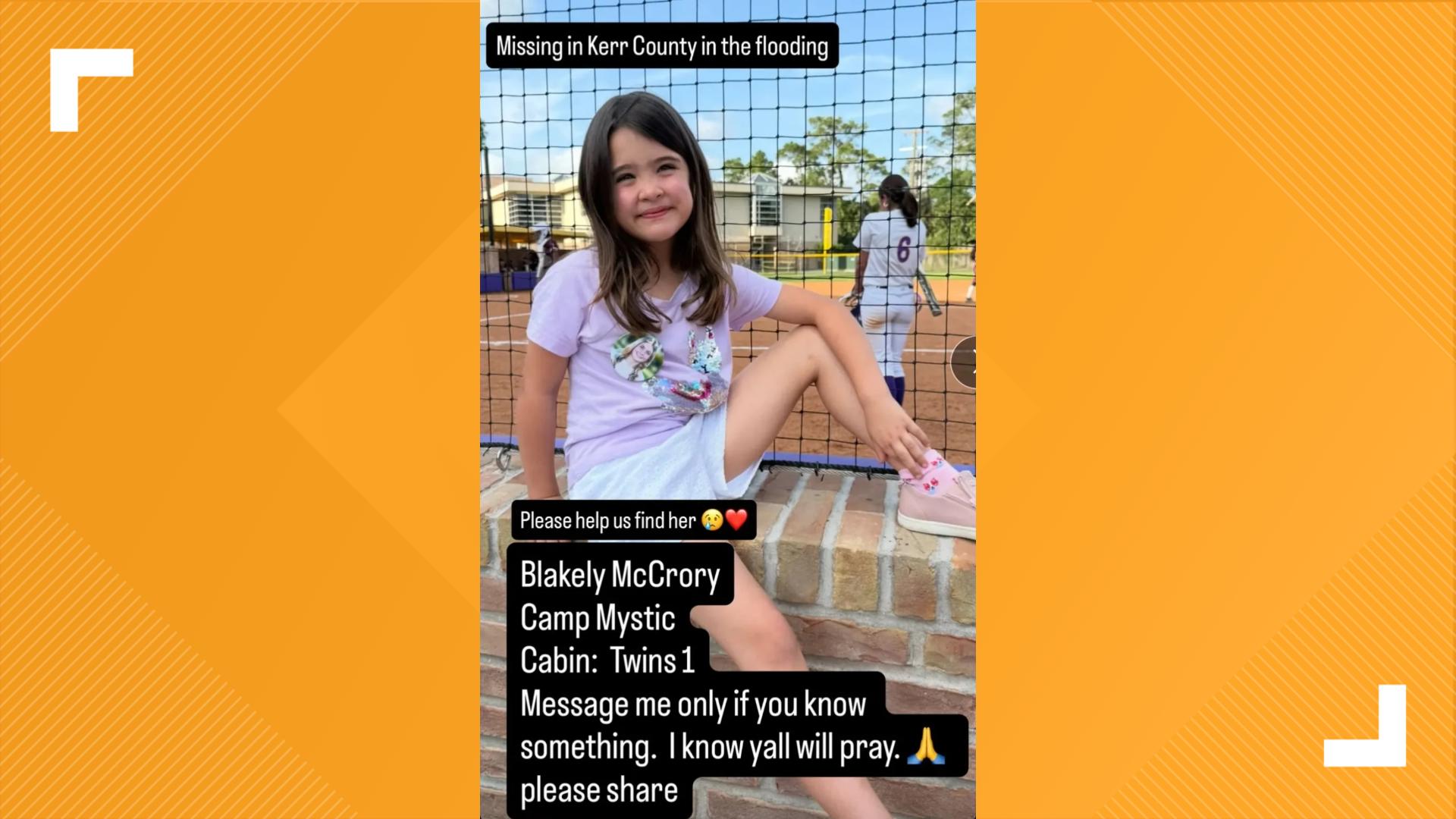Blakely McCrory, 8, missing after floods hit Camp Mystic | khou.com