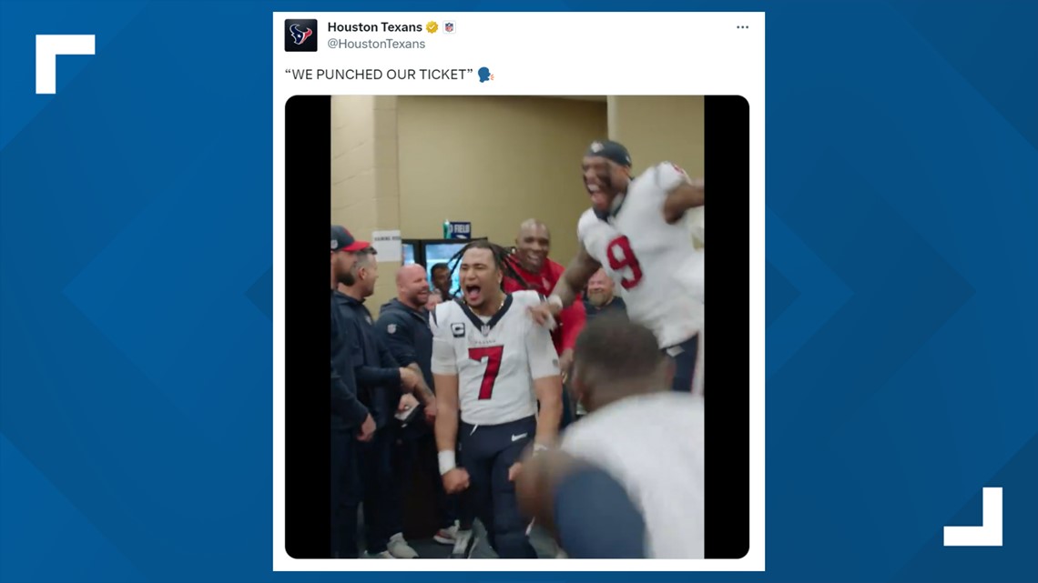 Houston Texans playoff win locker room celebration | khou.com