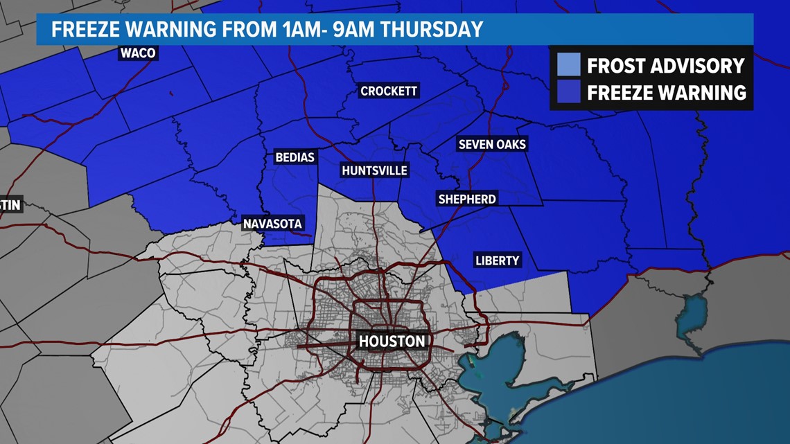 Houston, Texas weather: Freeze warning for northern counties | khou.com