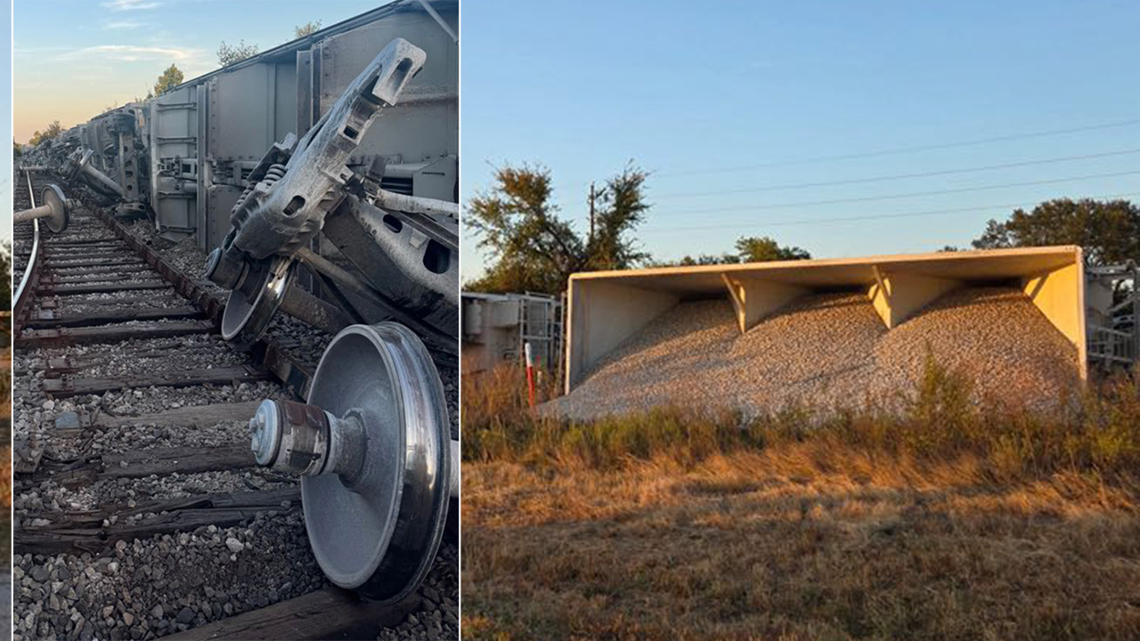Rail cars flipped on their side as train derails in Waller County ...