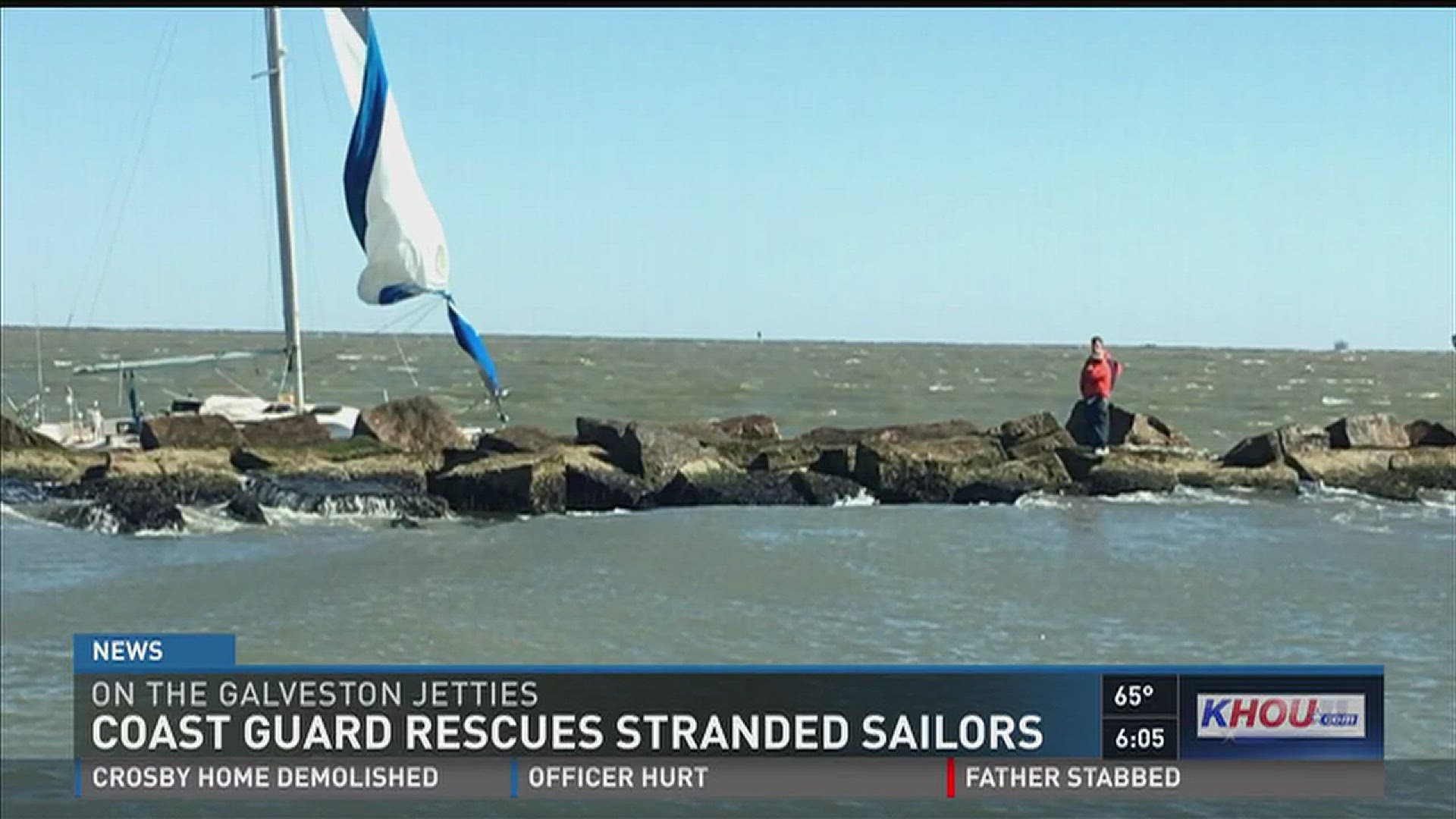 Coast Guard rescues two sailors stranded on Galveston jetty | khou.com