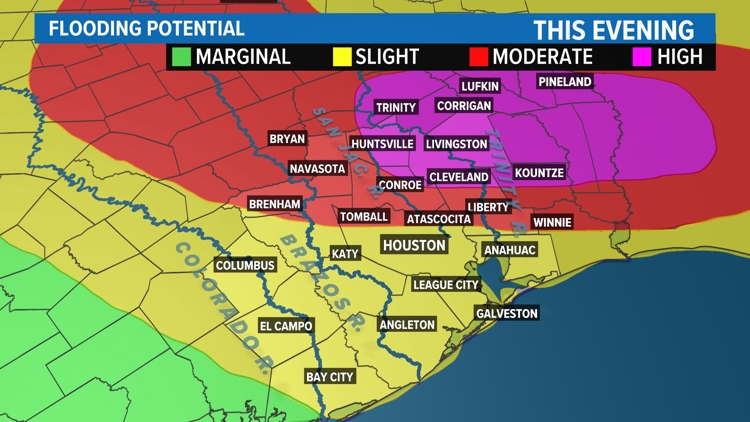 Houston, Texas flooding | Parts of Southeast Texas at high risk | khou.com