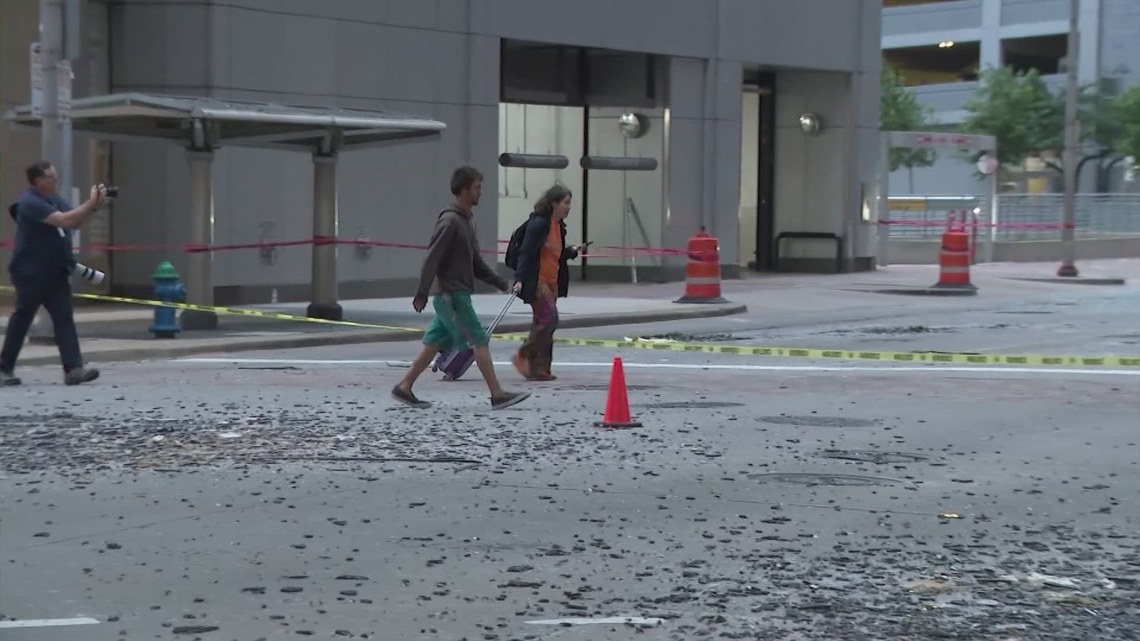 Houston storm aftermath: Part of downtown closed due to glass | khou.com