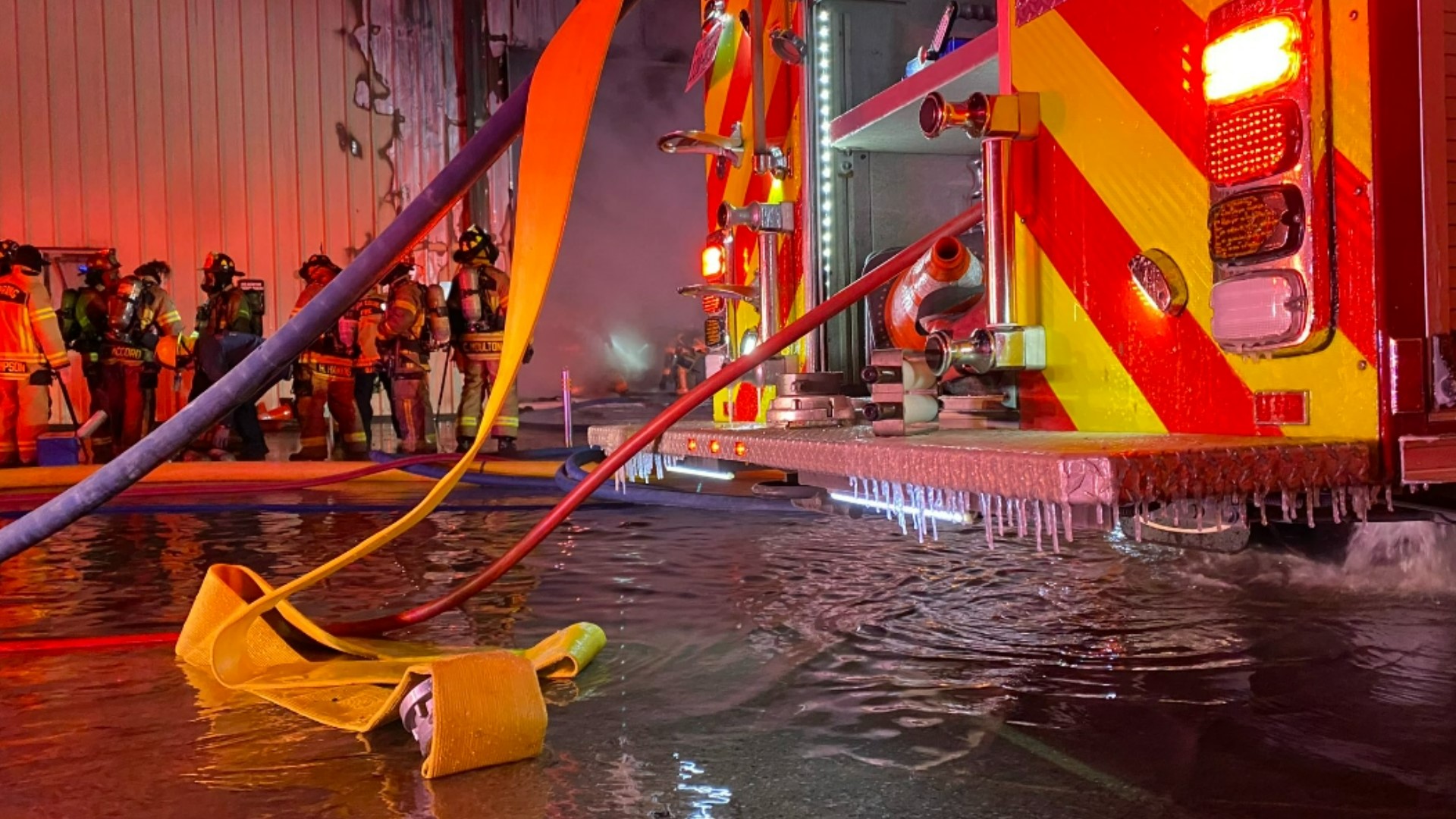 Spring FD battle fire at commercial park off North Freeway | khou.com