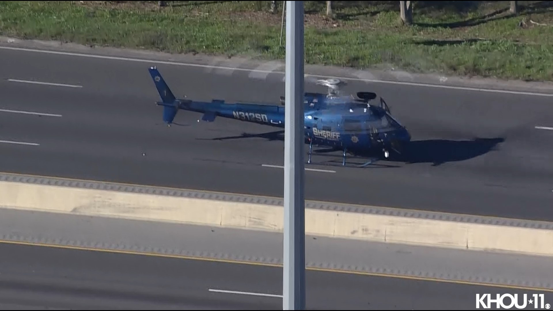 Police Helicopter Lands On Houstons East Freeway During Standoff