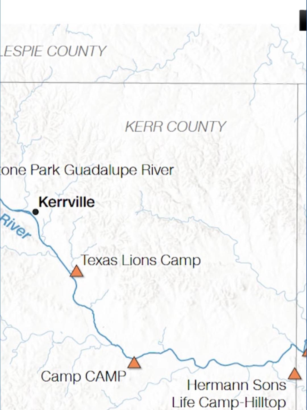 Texas flooding map: Where the camps are along the Guadalupe River ...