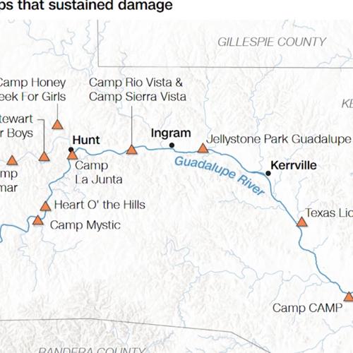 Texas flooding map: Where the camps are along the Guadalupe River ...