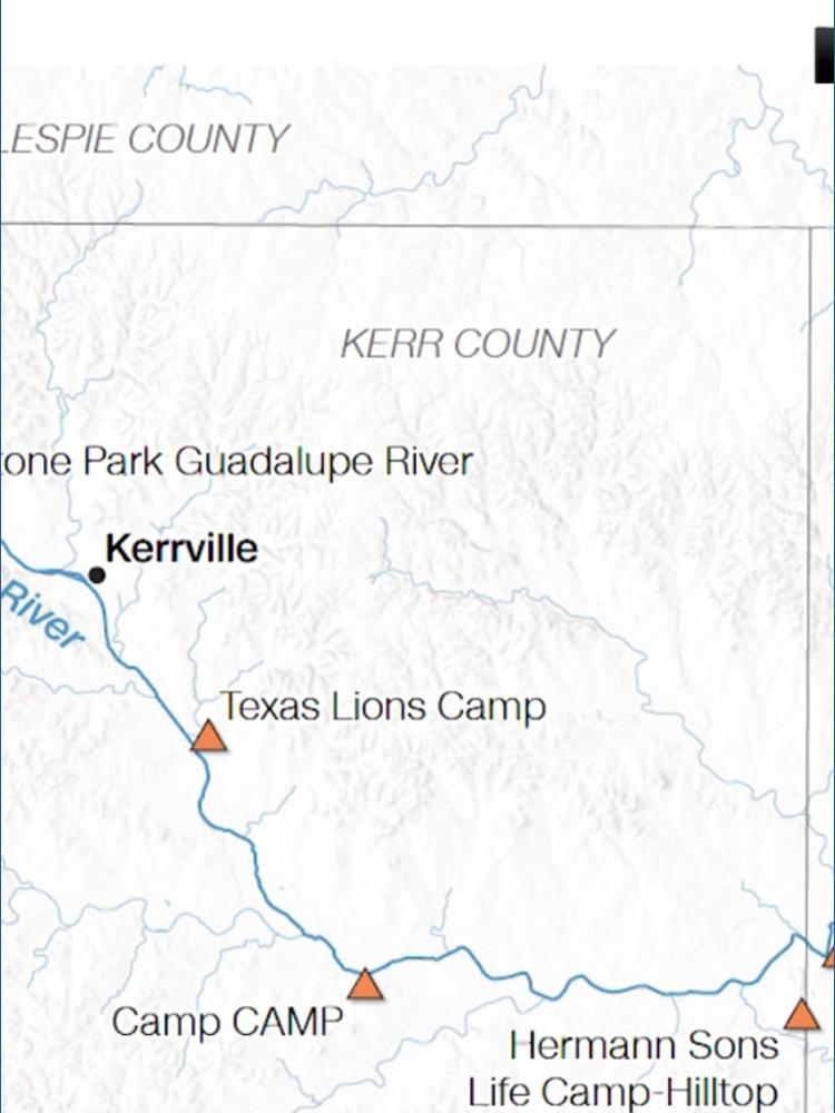 Texas flooding map: Where the camps are along the Guadalupe River ...