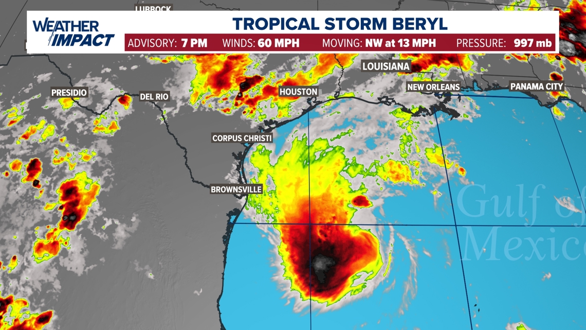 Beryl update: Tropical Storm to intensify before moving onto Texas ...