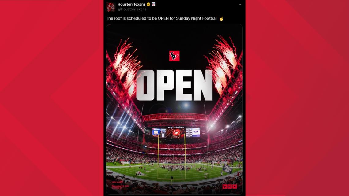 NRG Stadium roof to be open for Sunday Night Football | khou.com