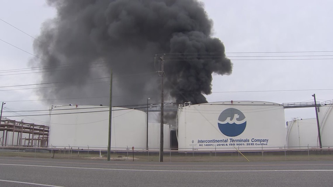 What chemicals are burning at Intercontinental Terminals Company near ...