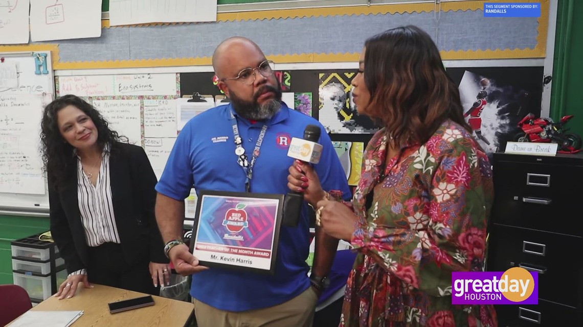 Sponsored: Mr. Kevin Harris receives the Randalls Red Apple Award for going above & beyond at ...