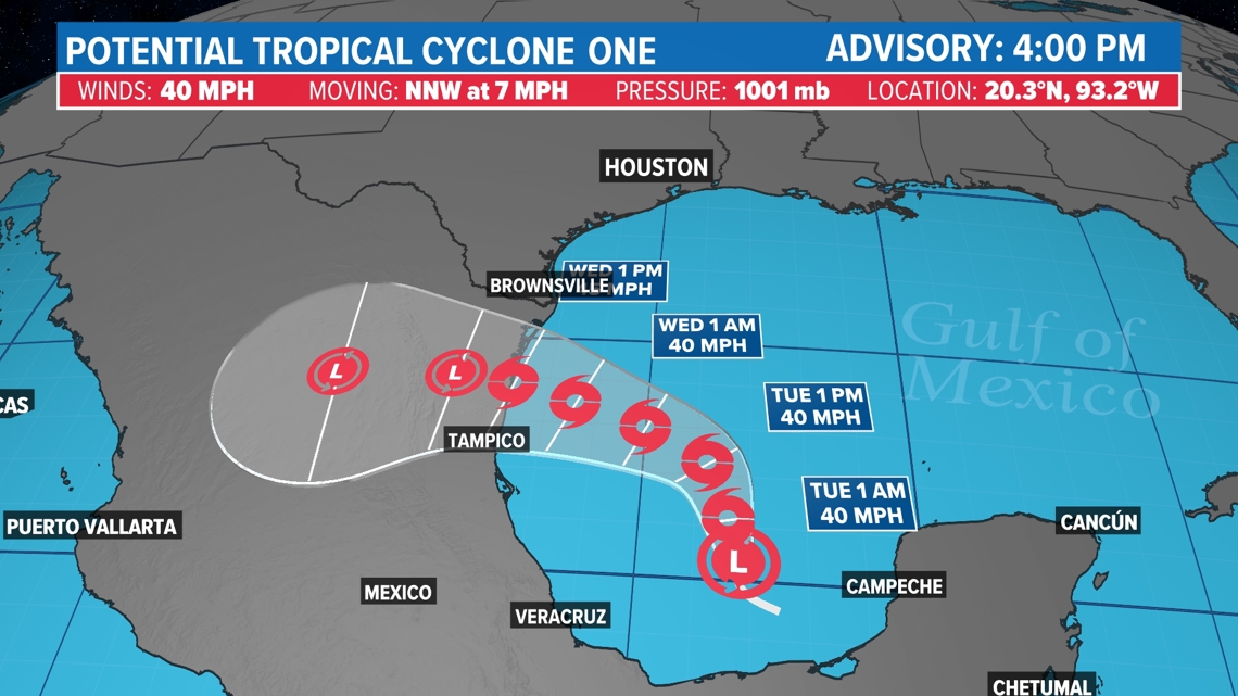 Tropical update: Potential Tropical Cyclone One now in the Gulf | What ...