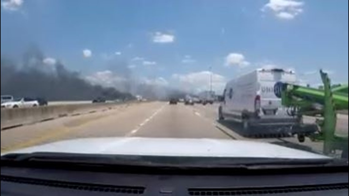 What was burning along the Katy Freeway Tuesday? | khou.com