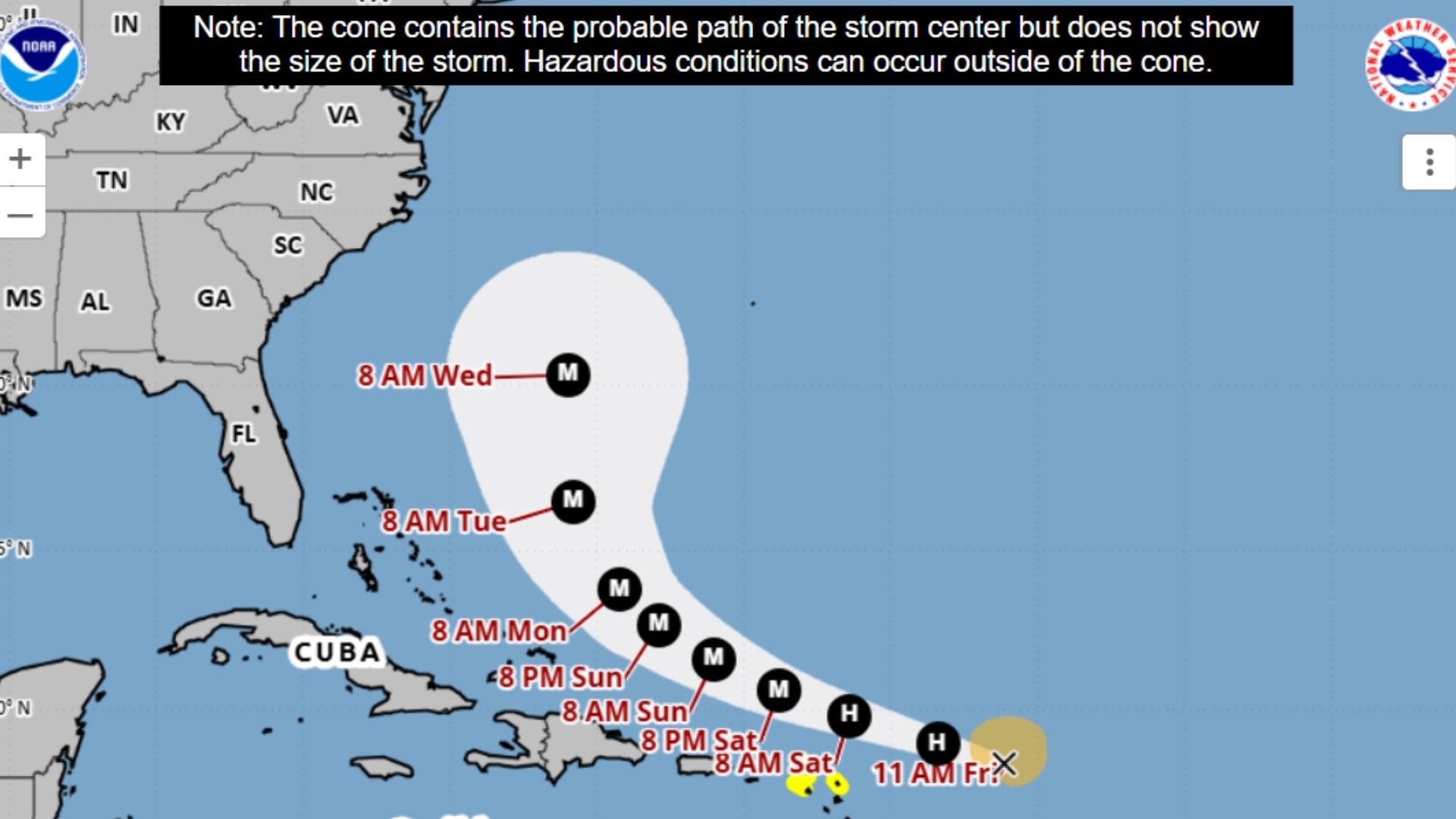 Hurricane Erin strengthens: Track the first hurricane of 2025 season ...