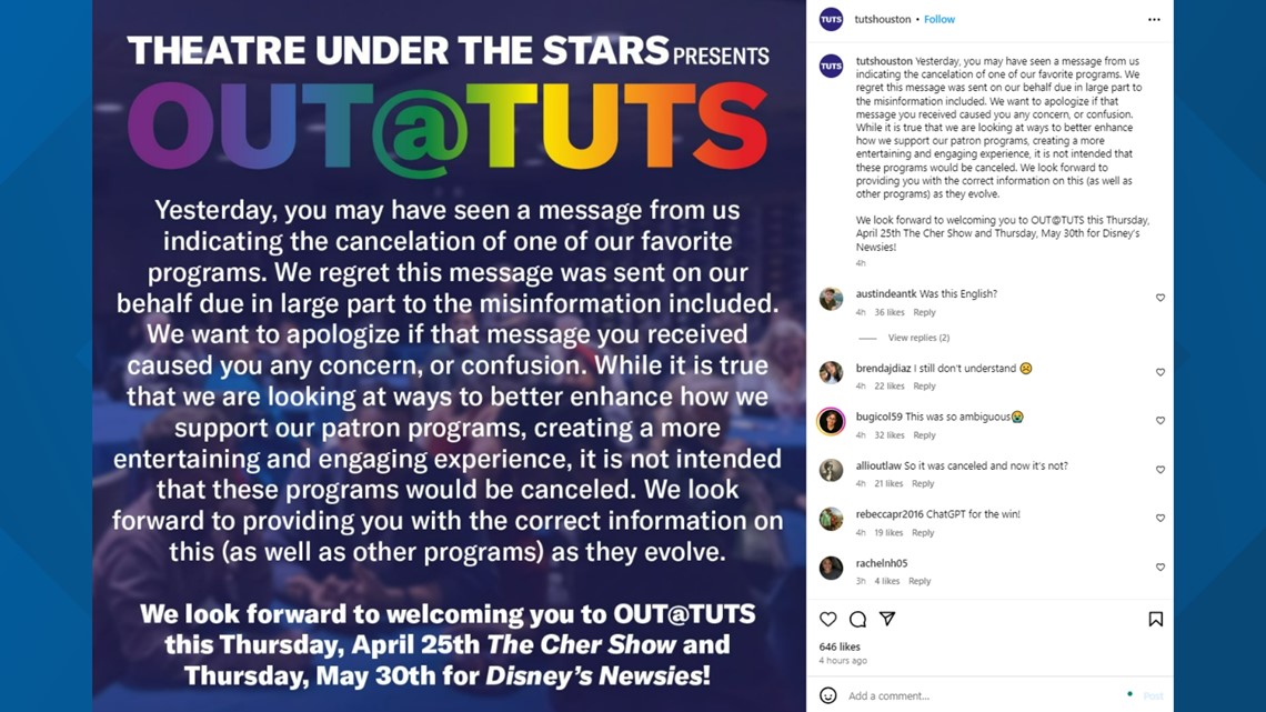 Theatre Under the Stars hosting 'OUT@TUTS' | khou.com