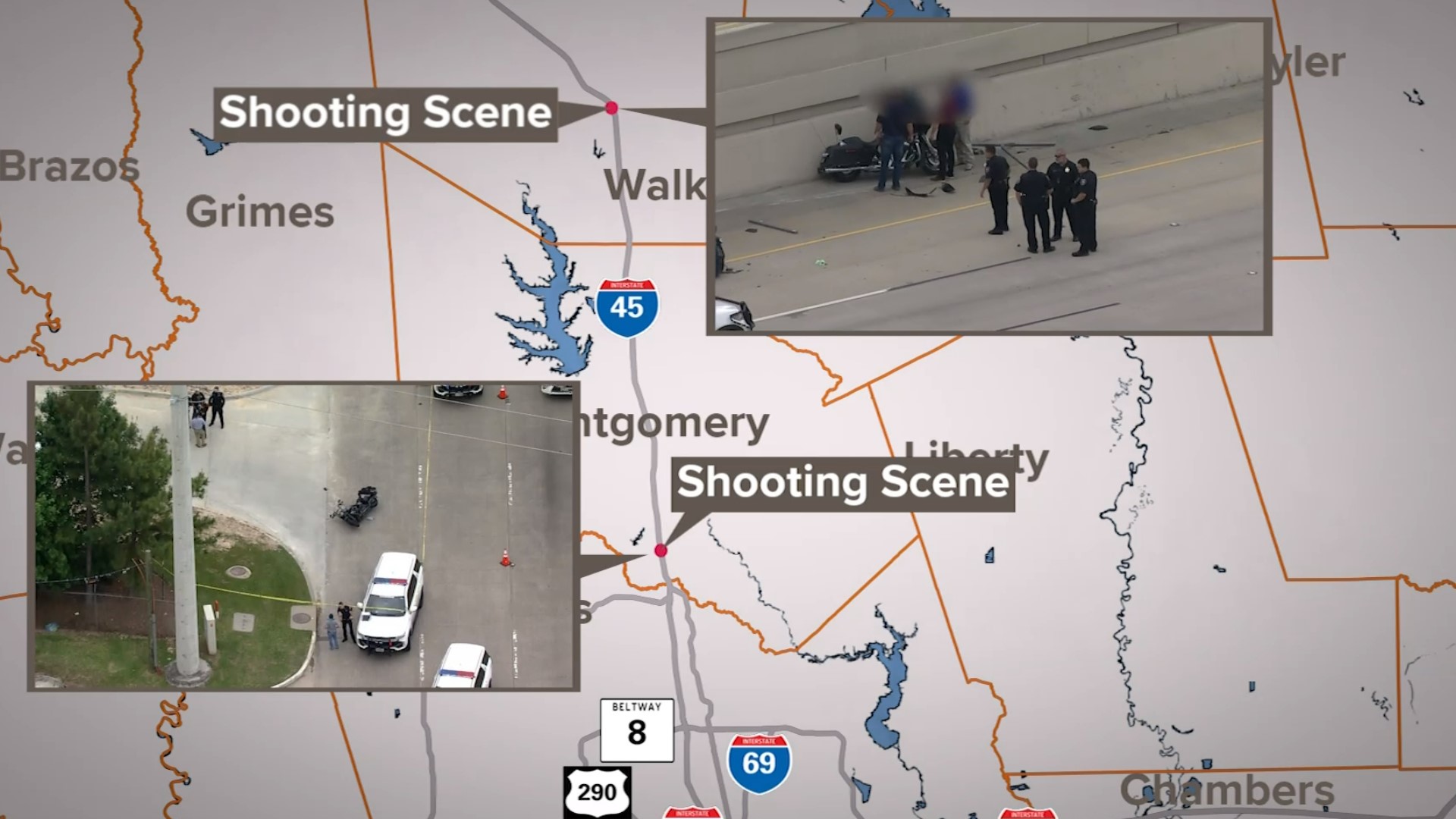 Motorcyclists shot in separate locations along I-45 North | khou.com