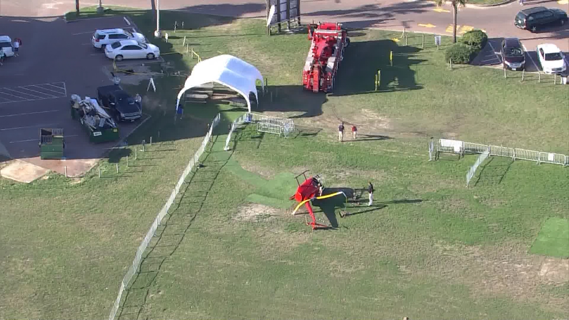 Video shows aftermath of minor helicopter crash in Galveston | khou.com