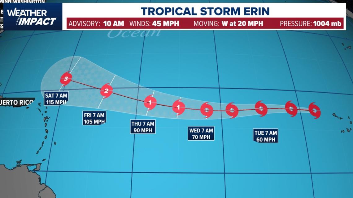 Tropical Storm Erin forms in Atlantic | Strengthening forecast | khou.com