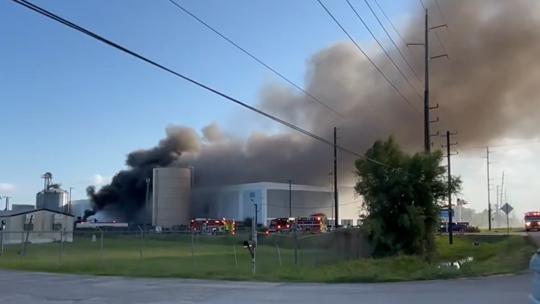 Fire burns at North West Rubber in northeast Harris County | khou.com