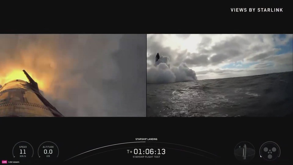Starship Flight 11 completes test with successful ocean splashdown ...