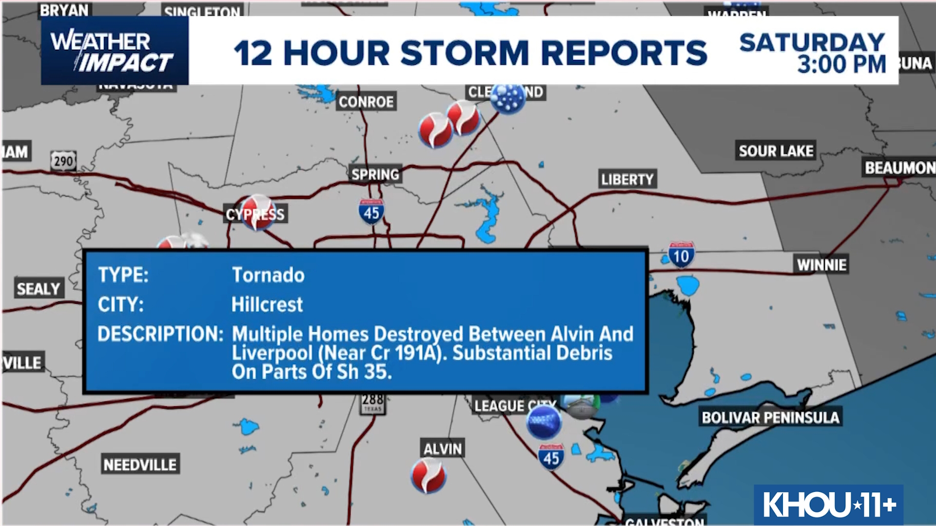 Storm reports: Damage seen in Katy, Montgomery County, Brazoria County ...