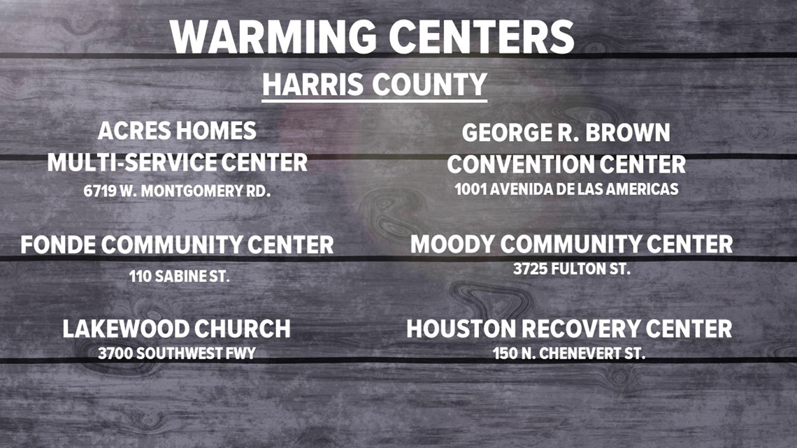 Arctic blast: Warming centers open across Houston | khou.com