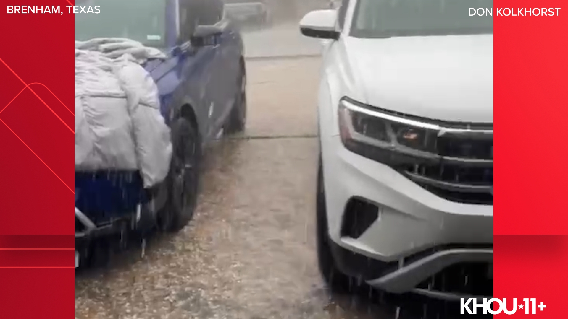 Large hail falls in Brenham, Texas | khou.com