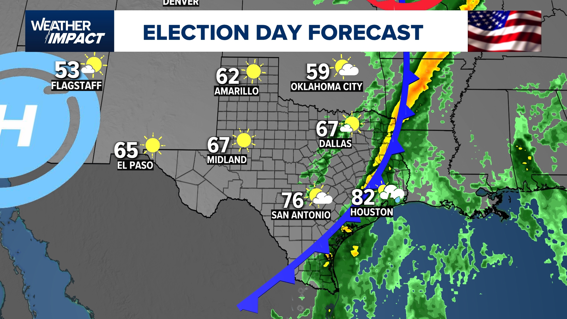 KHOU 11 Weather Impact Alert: Showers, storm chances on Halloween ...