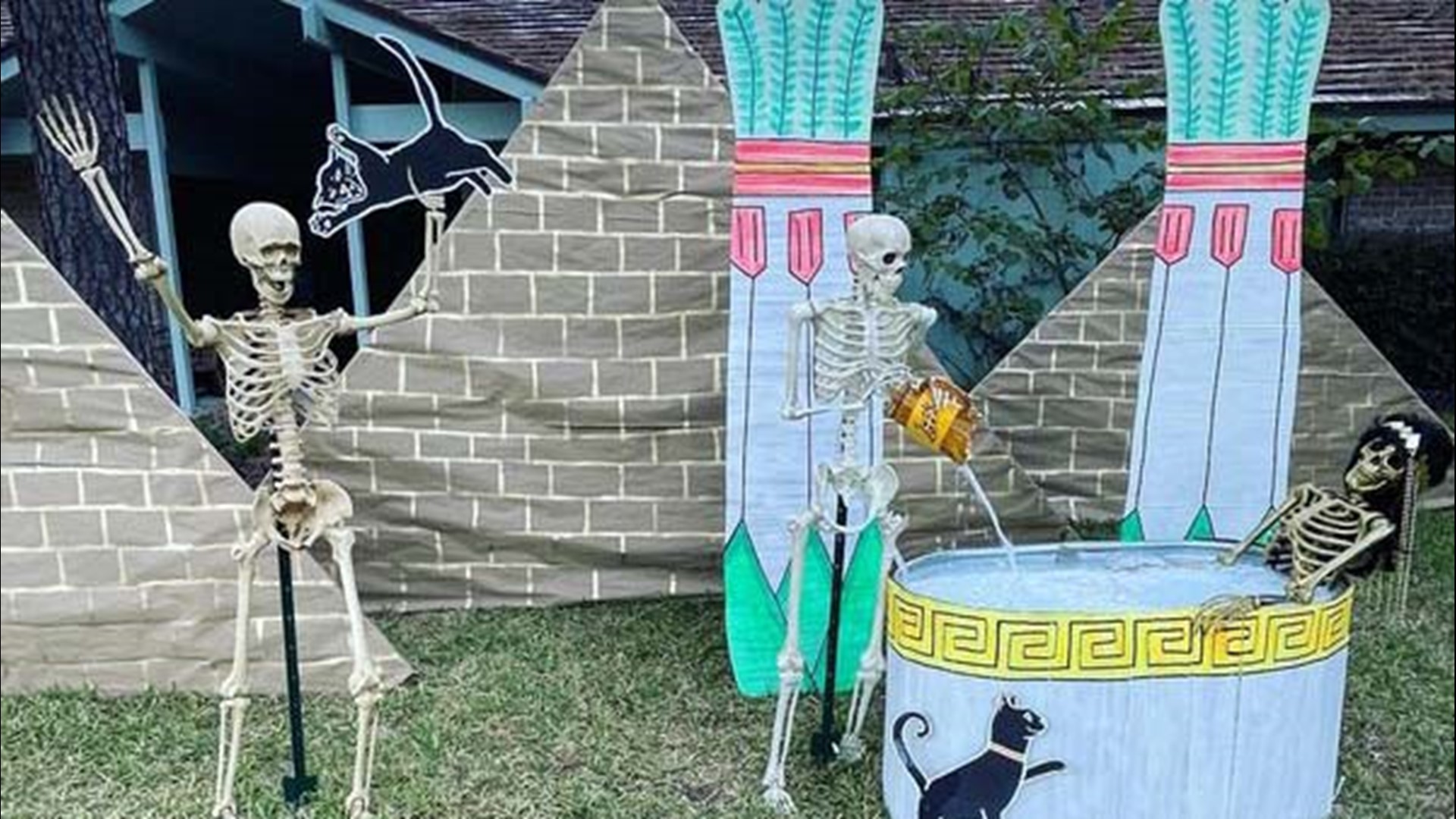 Elaborate skeletons display in west Houston changes daily | khou.com