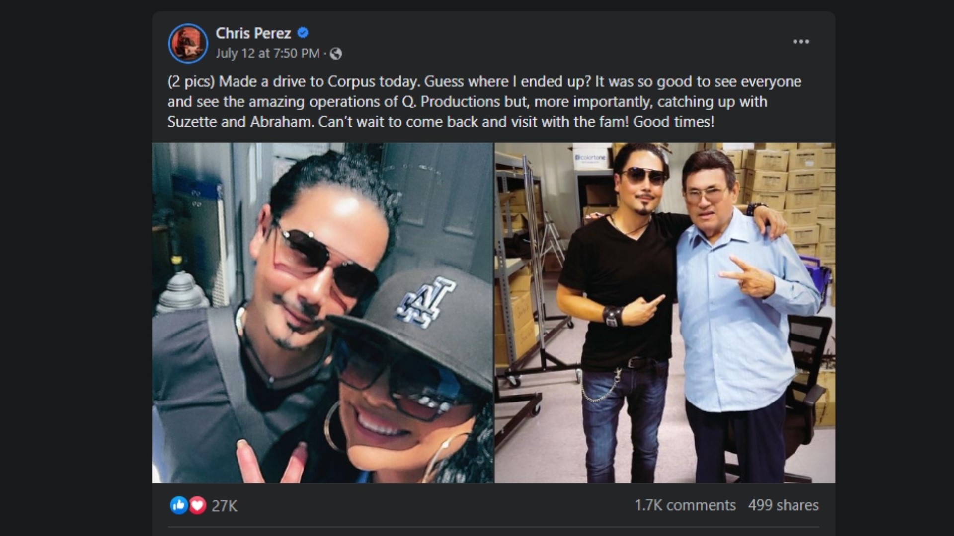 Chris Perez hangs out with Selena's family in Corpus Christi | khou.com