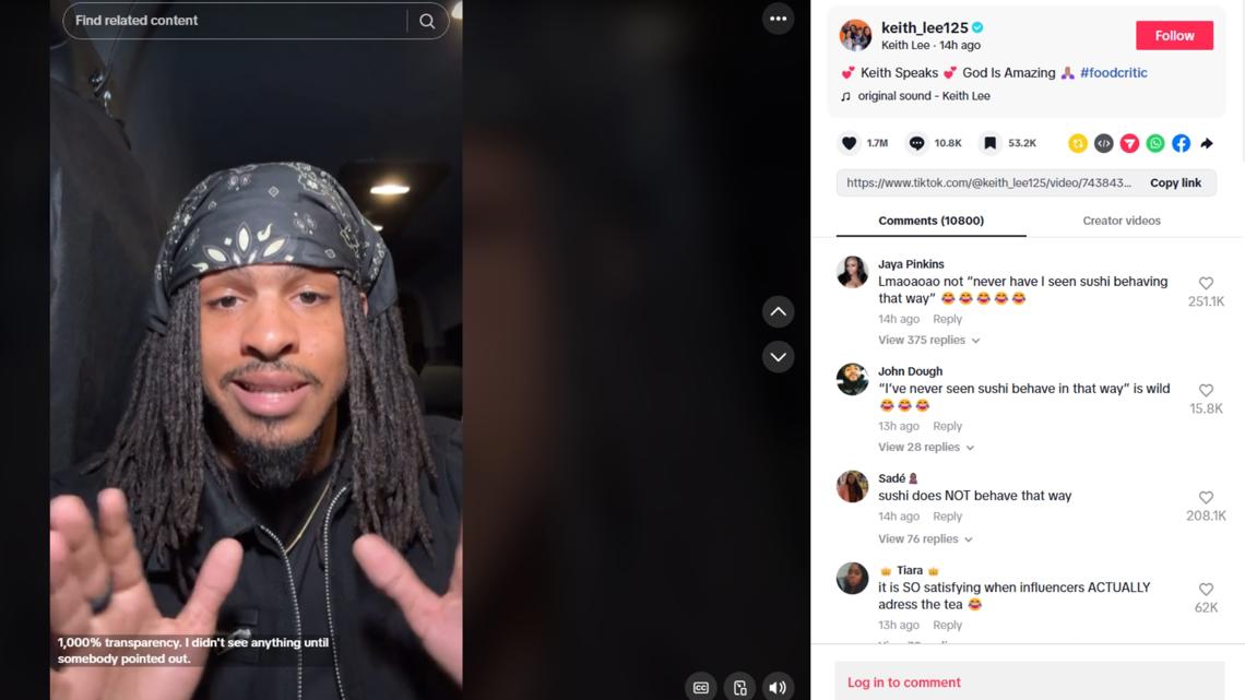 Keith Lee issues response to Seattle sushi spot controversy | khou.com