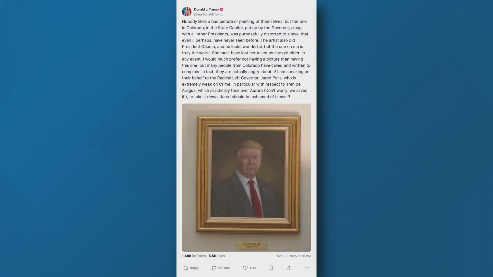 Trump portrait removed from Colorado Capitol wall | khou.com