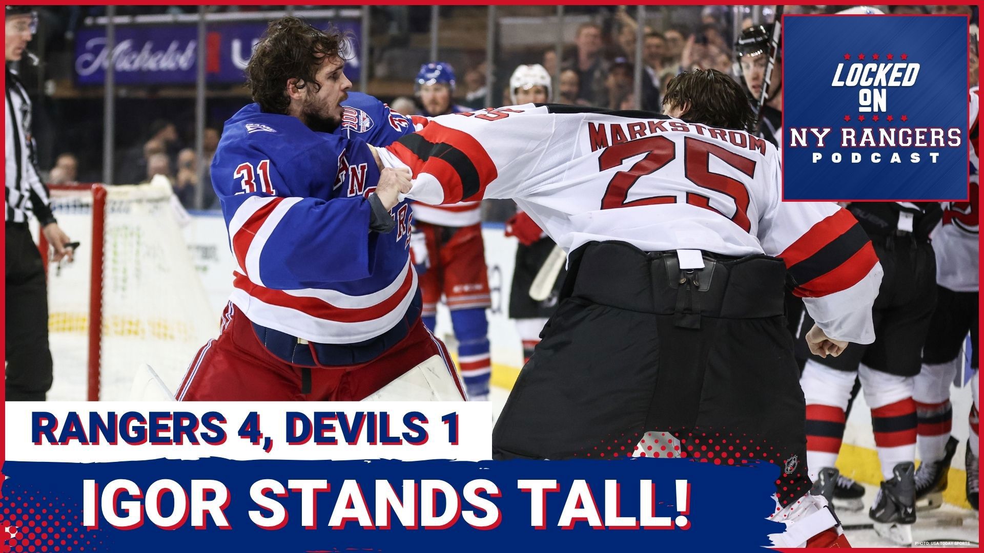 GOALIE FIGHT! Igor Shesterkin WRECKS Jacob Markstrom in Rangers 4-1 win ...