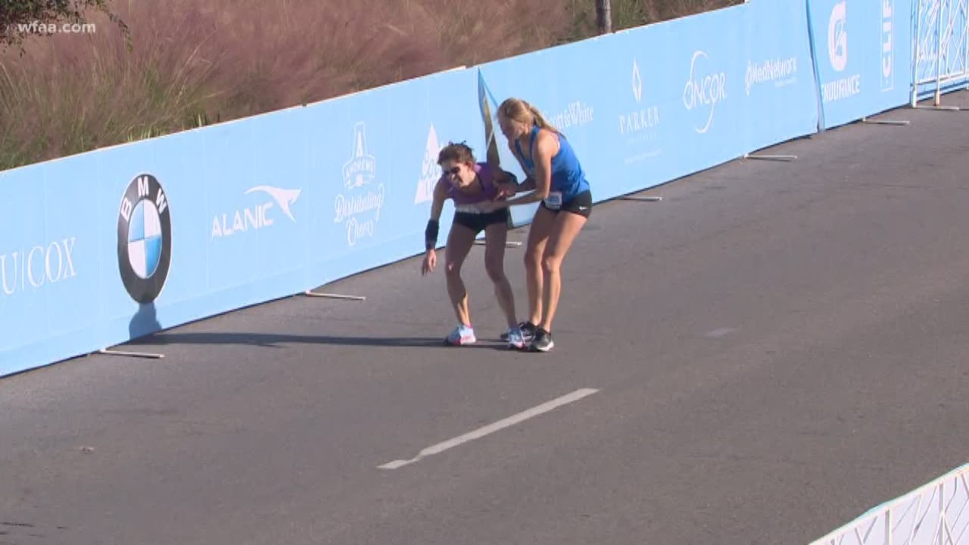 Dramatic finish at Dallas Marathon as winner collapses just before ...