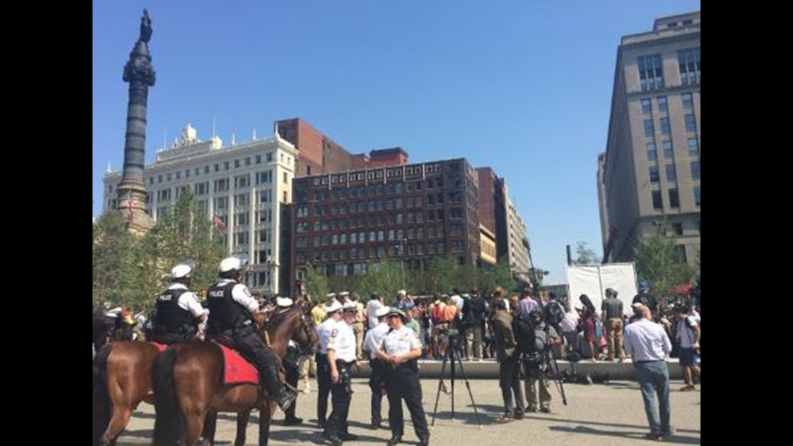 Demonstrators crowd Public Square on Day 2 of the RNC | khou.com