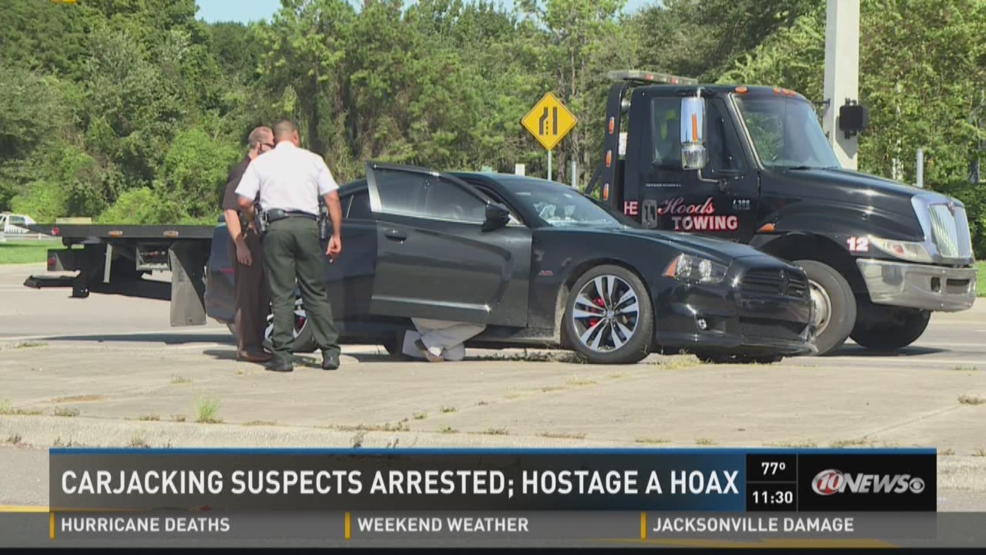 Carjacking suspects in custody, McDonald's hostage a hoax | khou.com