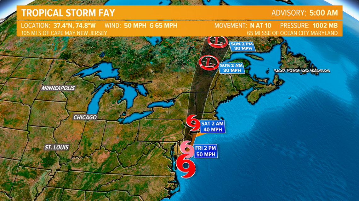 Tropical Storm Fay Track The Storm On The Eastern U S