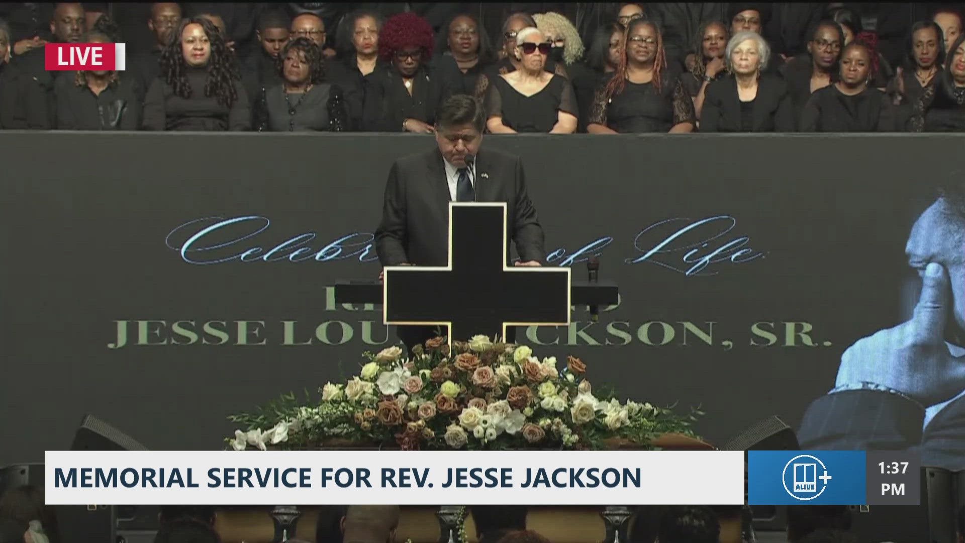 Jesse Jackson Sr. service laughs: “Greatest state” intro, Gov. Pritzker ...